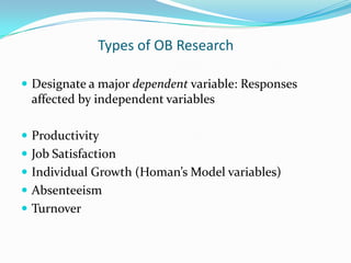 Origins of organisational behaviour theories | PPT