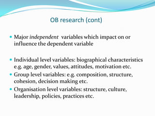 Origins of organisational behaviour theories | PPT