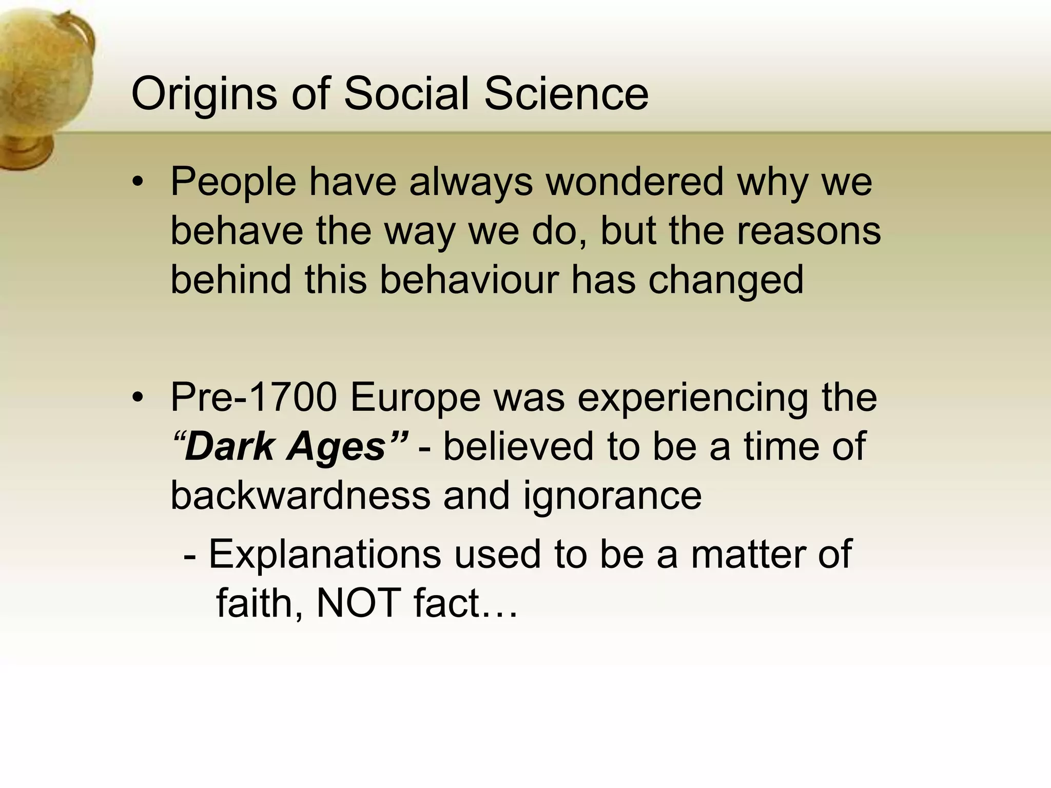 Origins of social science | PPTX
