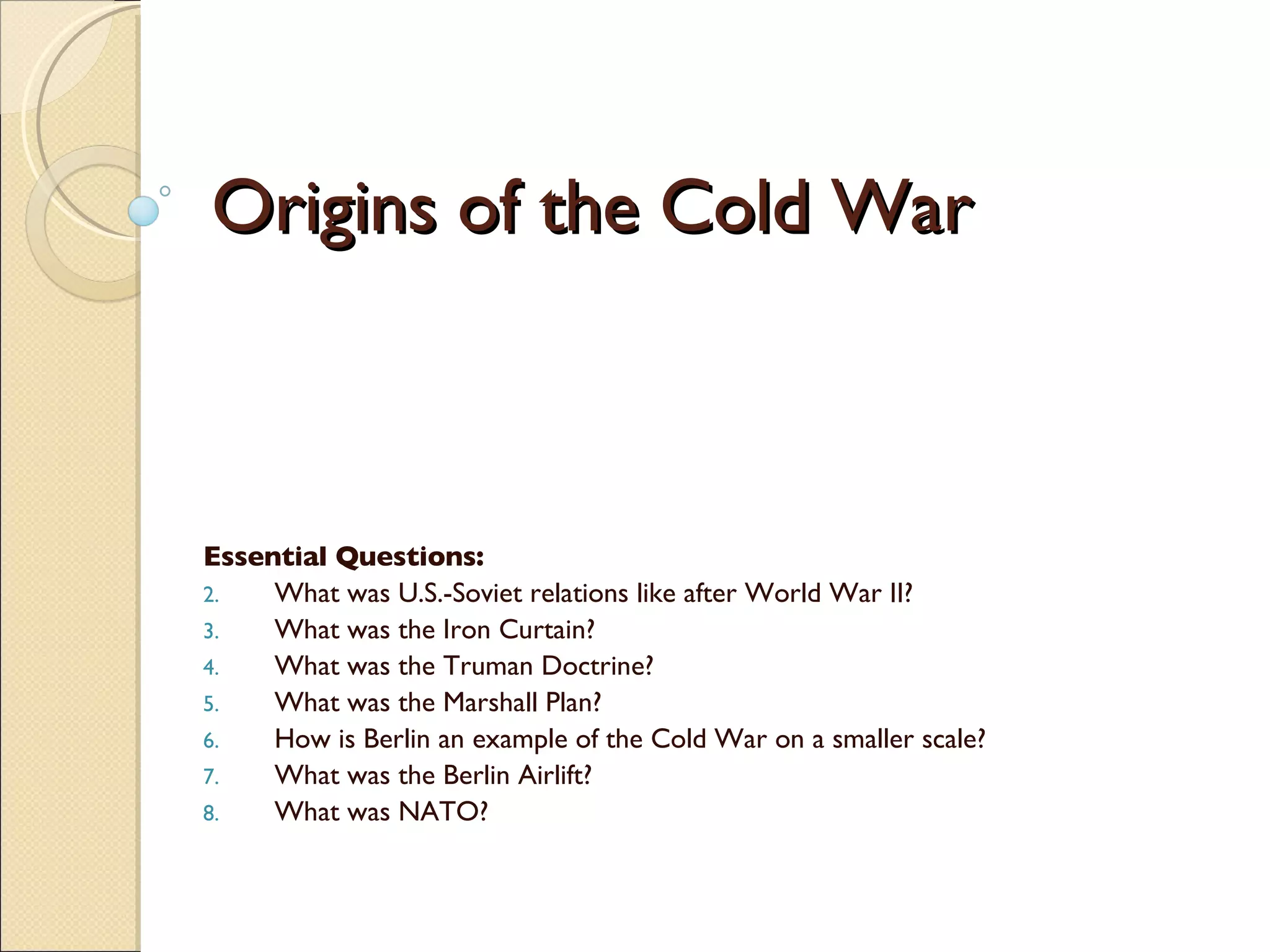 Origins Of The Cold War | PPT