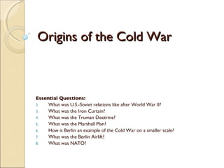 Origins Of The Cold War | PPT