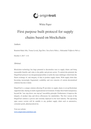 Origin trail white-paper | PDF | Logistics | Business