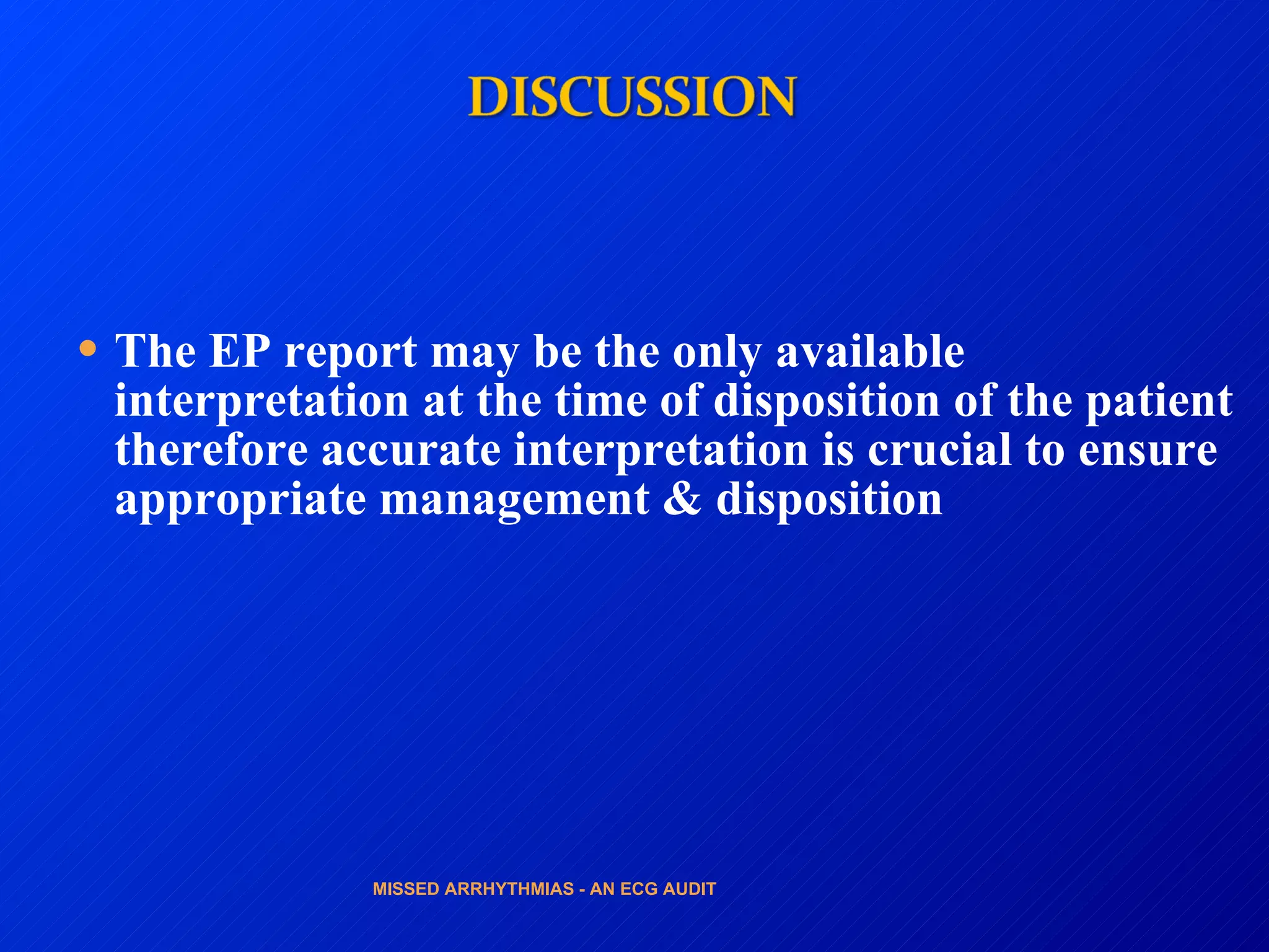 missed myocardial infarction among patients discharged with chest pain ...