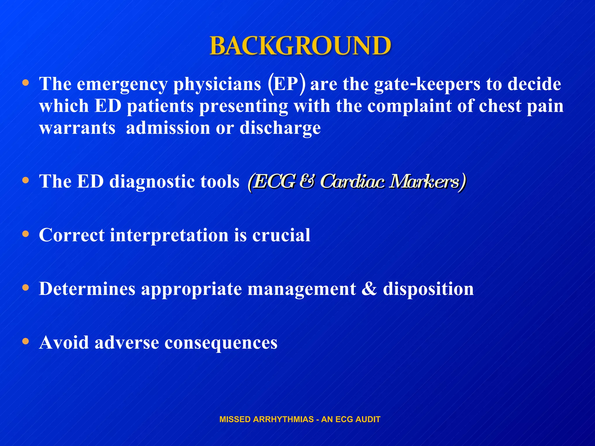 missed myocardial infarction among patients discharged with chest pain ...
