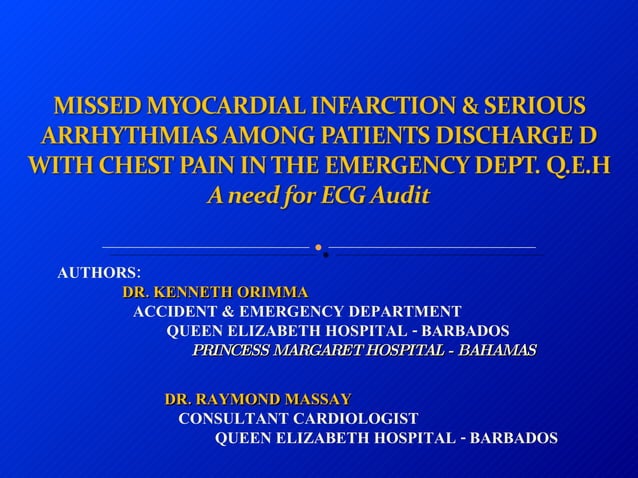 missed myocardial infarction among patients discharged with chest pain ...