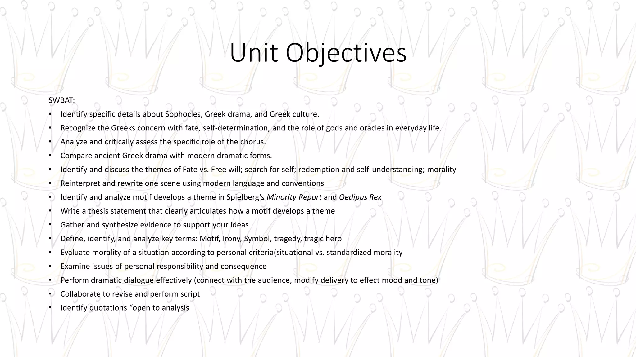 Oedipus Rex: Introduction to Greek Theater | PPTX | Drama | Genres