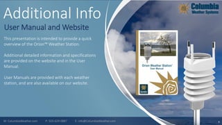 User Guide: Orion™ Weather Station (Columbia Weather Systems) | PDF