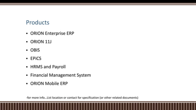 Orion Enterprise Resource Planning System | PPT