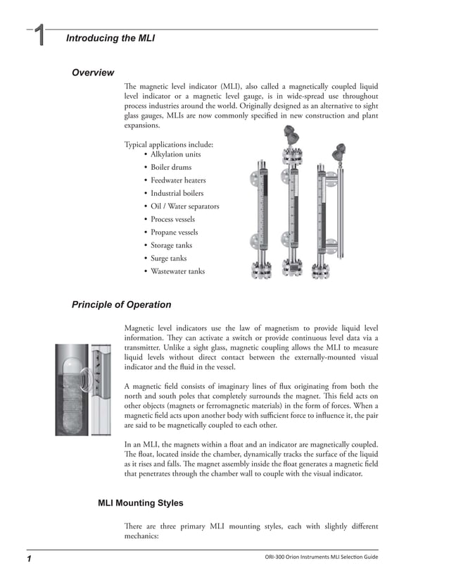 Orion instruments magnetic level gauge & instrument selection guide | PDF