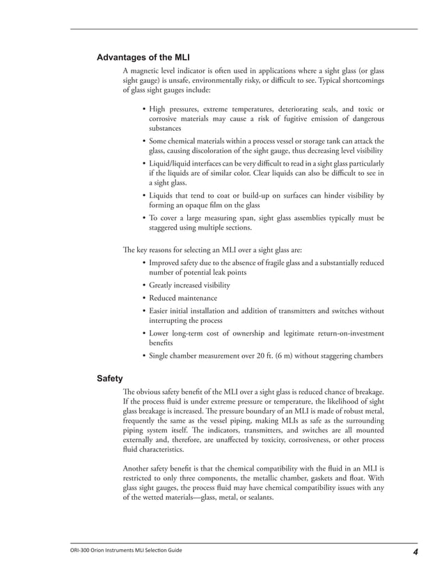 Orion instruments magnetic level gauge & instrument selection guide | PDF