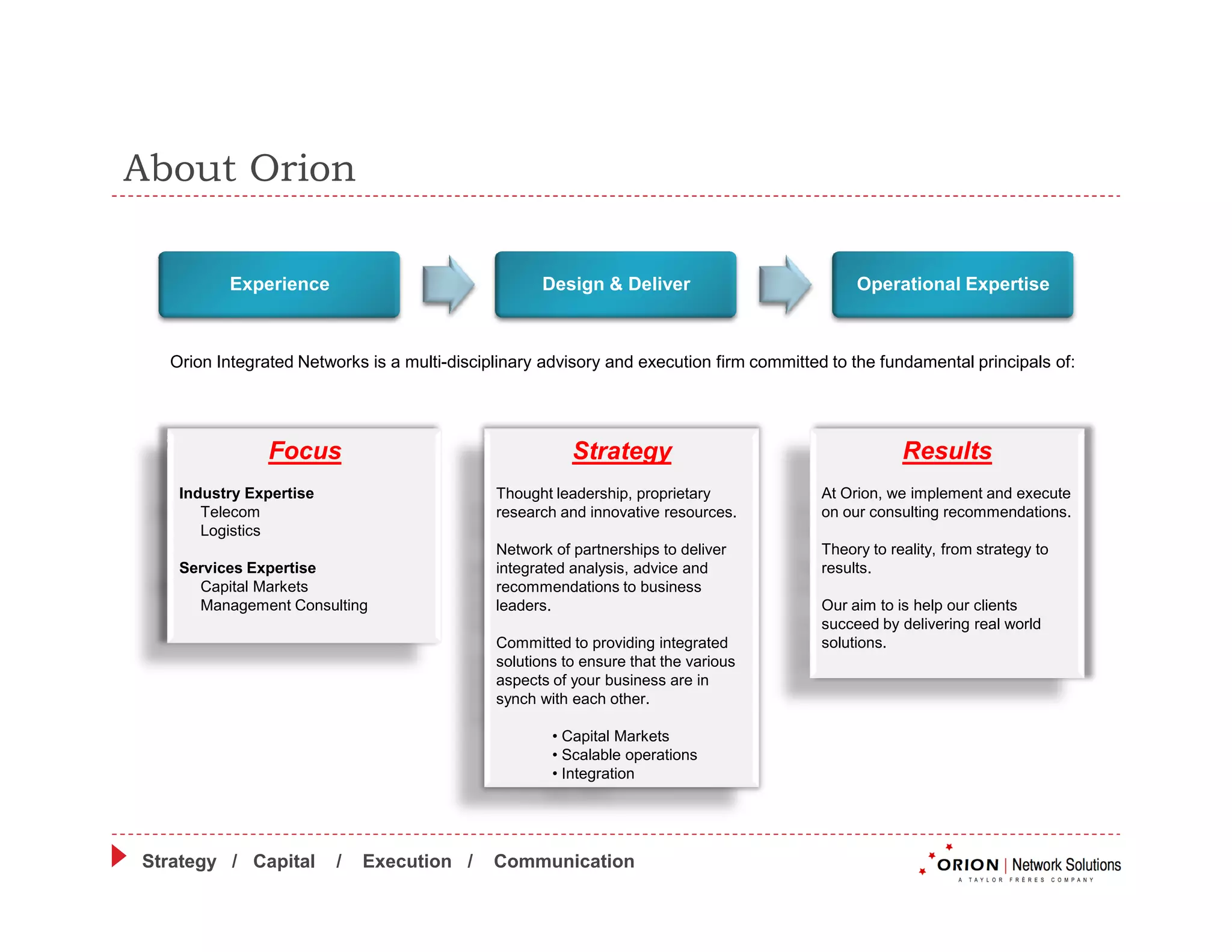Orion integrated networks | PDF