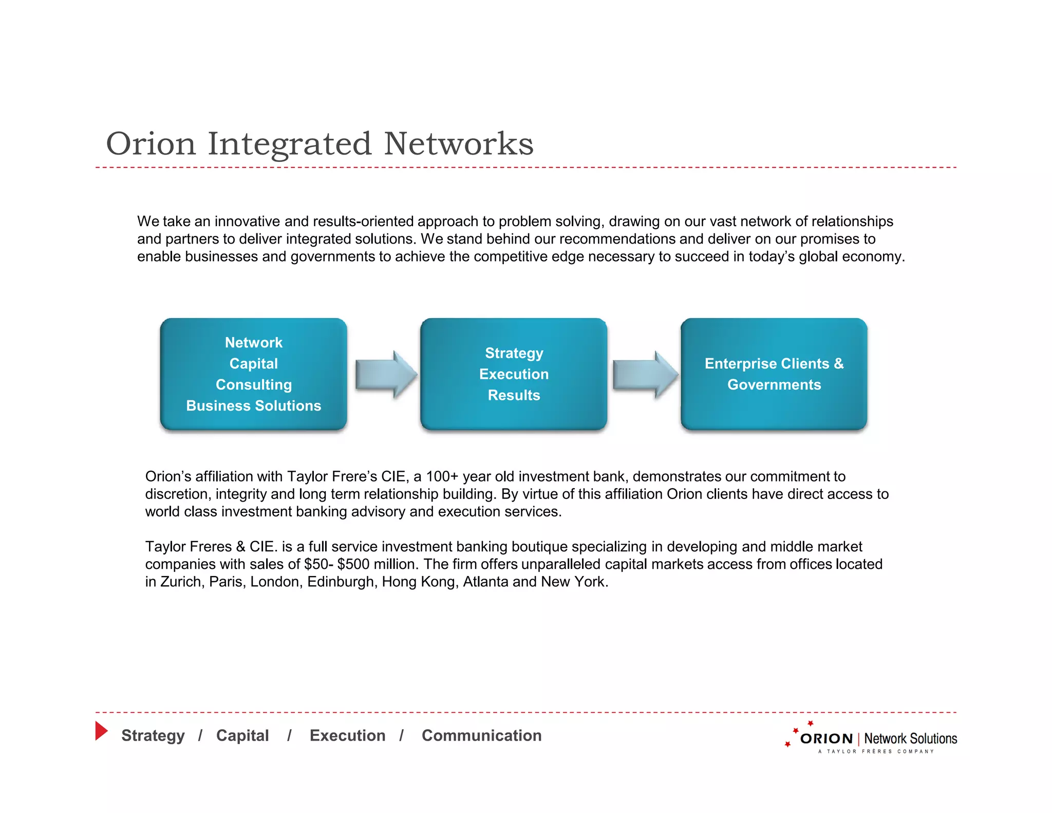 Orion integrated networks | PDF