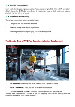 Ori-Plast: Trusted PVC Pipe Supplier in India | PDF