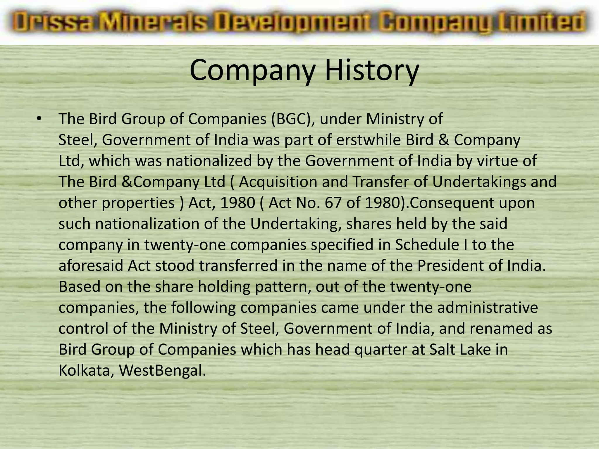 Orissa mineral Development ltd | PPTX