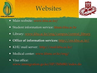 Oritentation session at Kyung Hee University for new students 2014 | PPTX