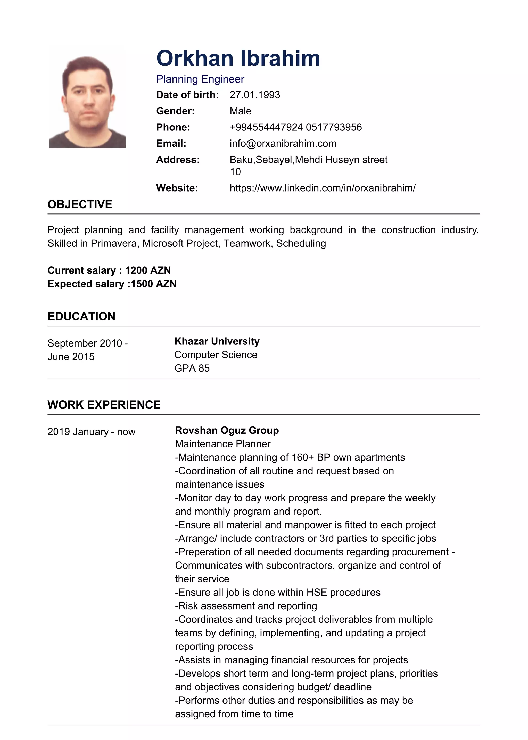 Orkhan ibrahim cv | PDF