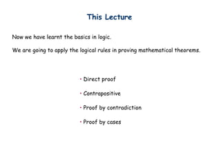 Discrete Math Lecture 03: Methods of Proof | PPT