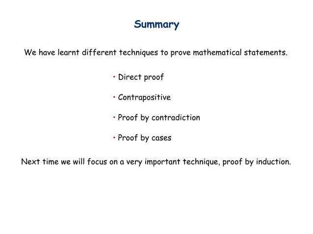 Discrete Math Lecture 03: Methods of Proof | PPT