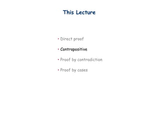Discrete Math Lecture 03: Methods of Proof | PPT