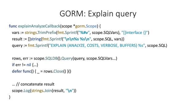 ORM in Go. Internals, tips & tricks | PPT