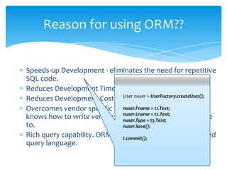 Orm in c# | PPTX
