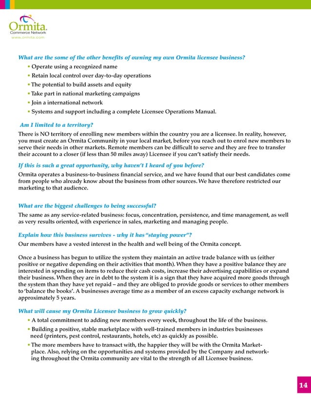 Ormita Licensee Overview | PDF