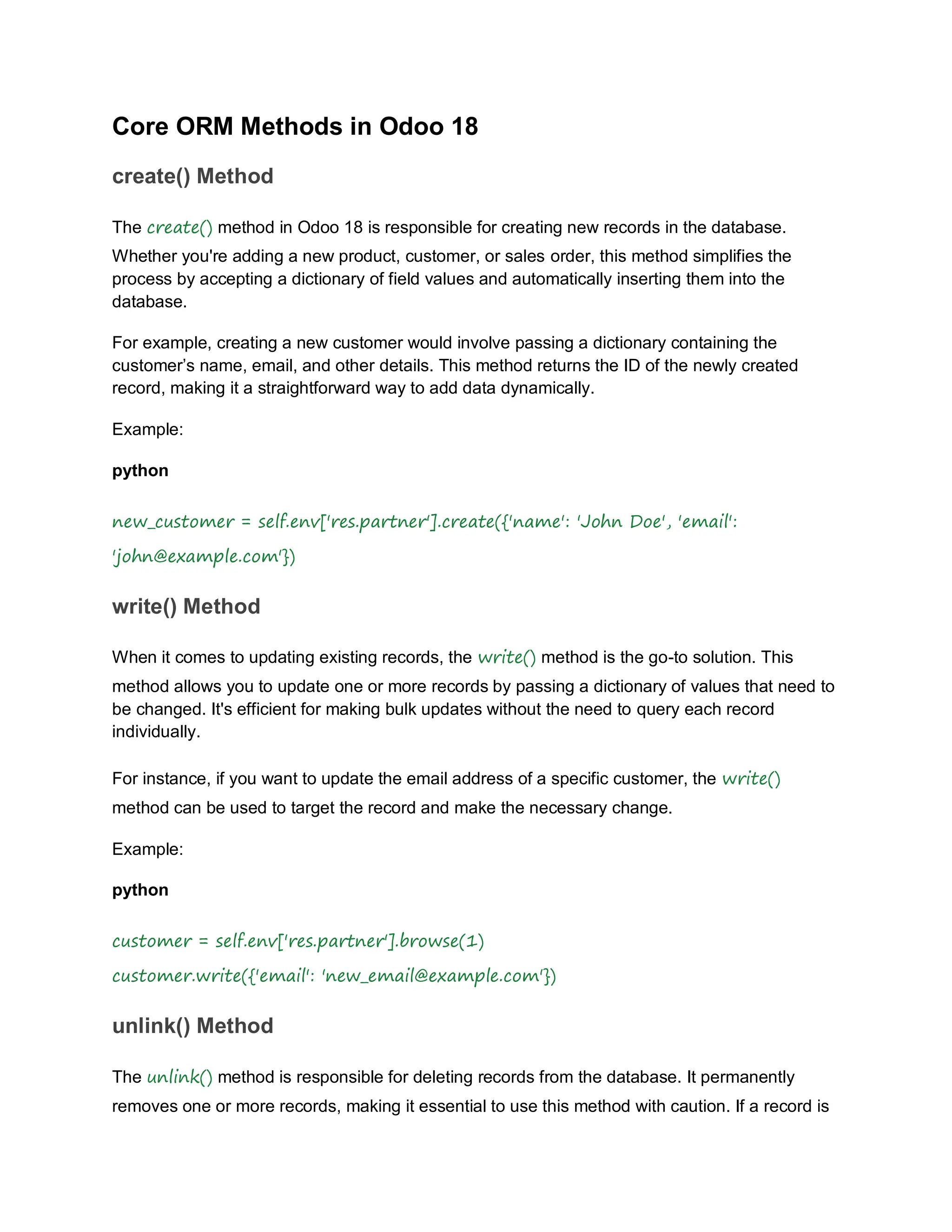 Understanding ORM in Odoo 18: Methods and Best Practices | PDF Understanding ORM in Odoo 18: Methods and Best Practices | PDF