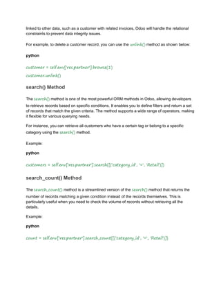 Understanding ORM in Odoo 18: Methods and Best Practices | PDF
