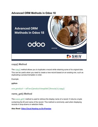 Understanding ORM in Odoo 18: Methods and Best Practices | PDF