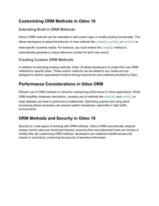 Understanding ORM in Odoo 18: Methods and Best Practices | PDF