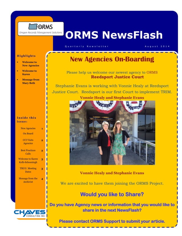 Orms news flash august 2014 | PDF