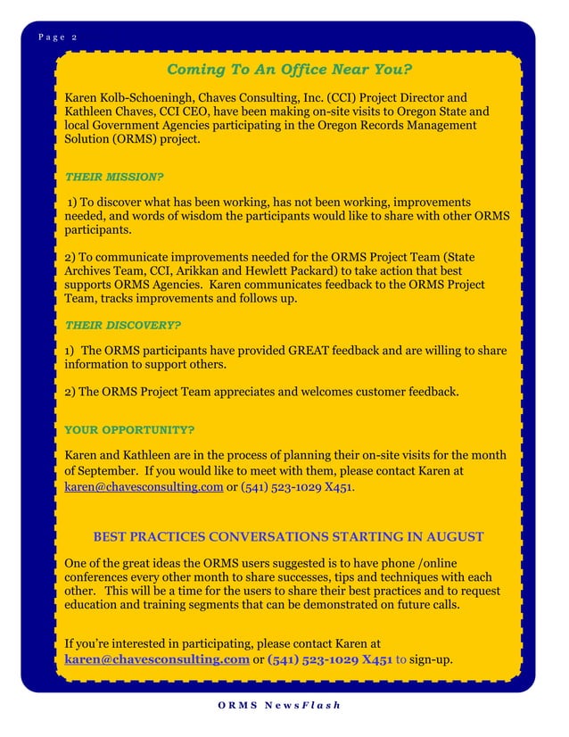 Orms news flash august 2014 | PDF