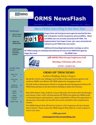 Orms news flash volume 2 issue 1 | PDF