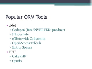 ORM Tools | PPT