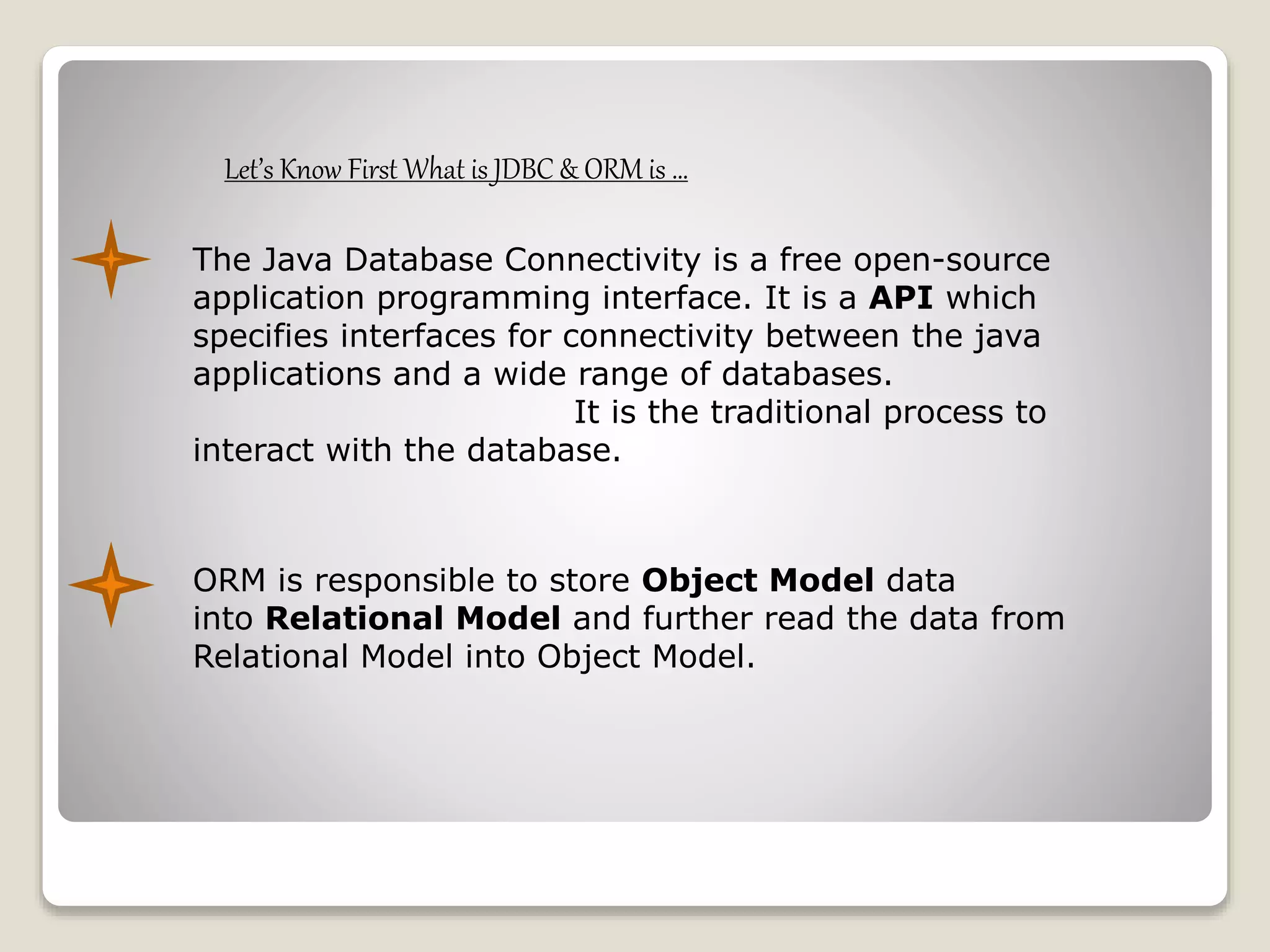 Hibernate Orm Over Jdbc Ppt