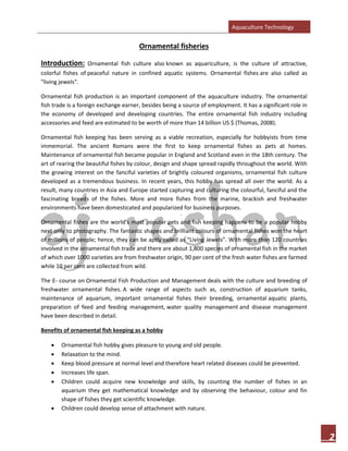 ORNAMENTAL FISHERIES A TO Z INFORMATION. | PDF