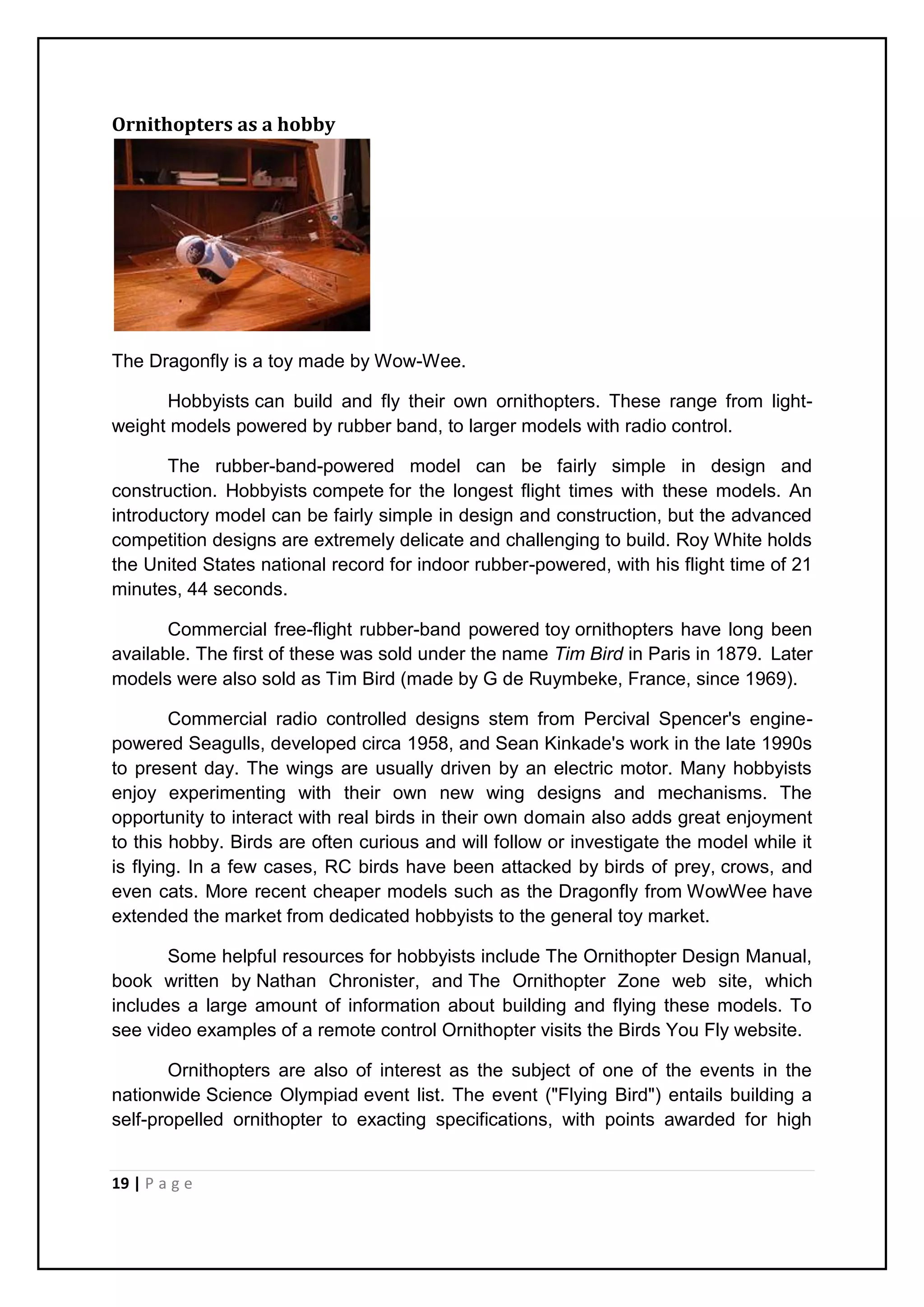 Ornithopter flying wing mecahnism report | PDF