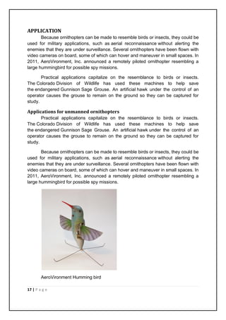 Ornithopter flying wing mecahnism report | PDF