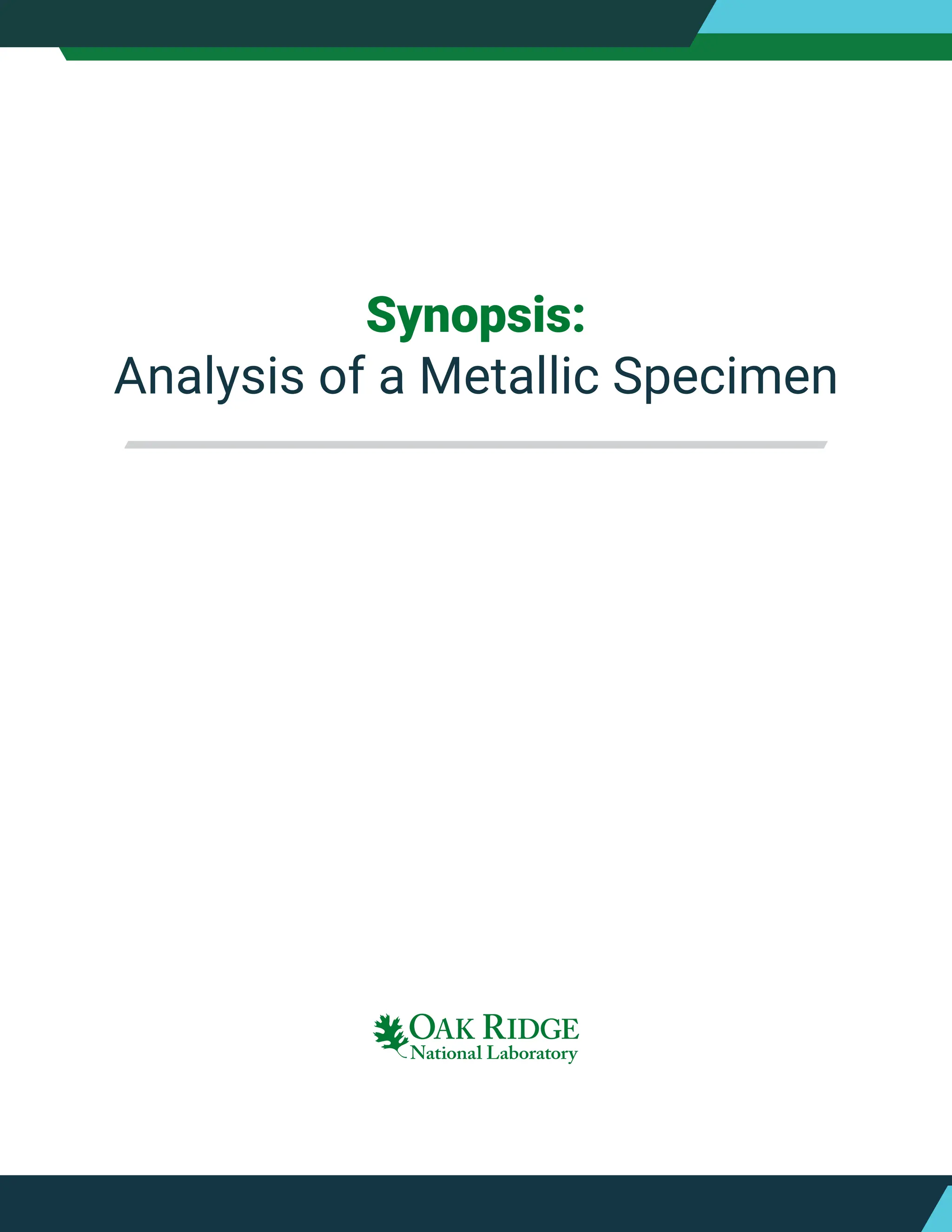Synopsis: Analysis of a Metallic Specimen | PDF