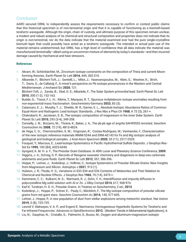 Synopsis: Analysis of a Metallic Specimen | PDF