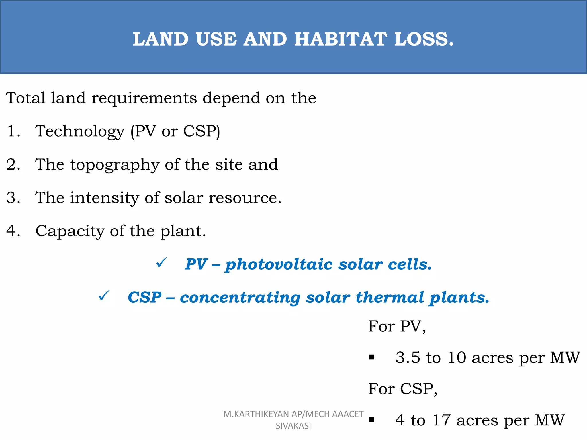 Oro551 res- unit 1 - environmental impact of solar energy | PPTX