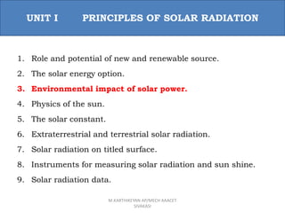 Oro551 res- unit 1 - environmental impact of solar energy | PPTX