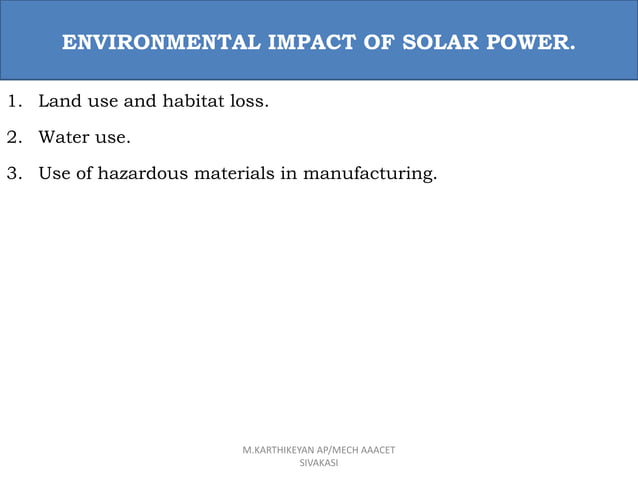 Oro551 res- unit 1 - environmental impact of solar energy | PPTX