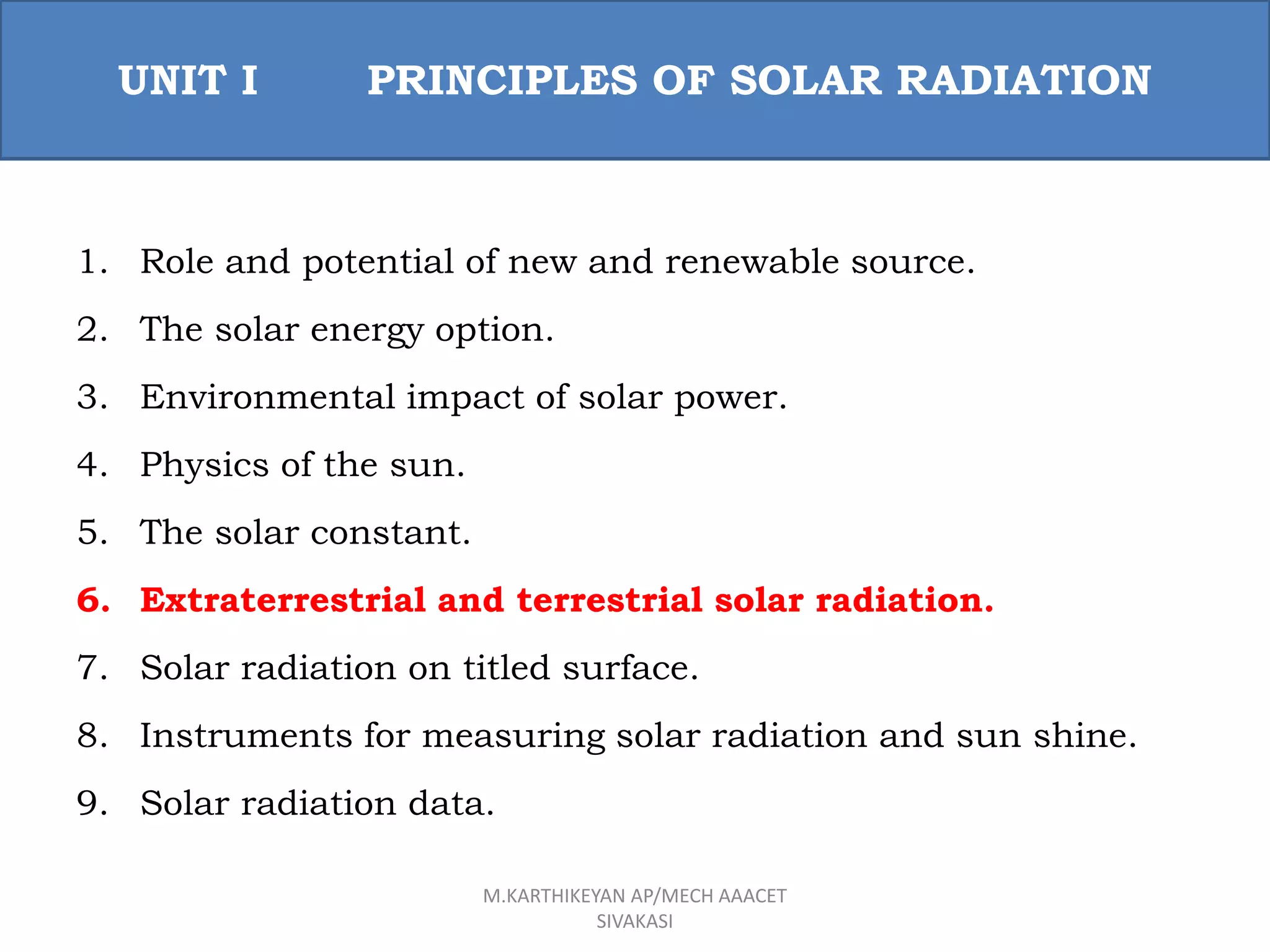 Oro551 res- unit 1 - extra terrestrial and terrestrial solar radiation ...