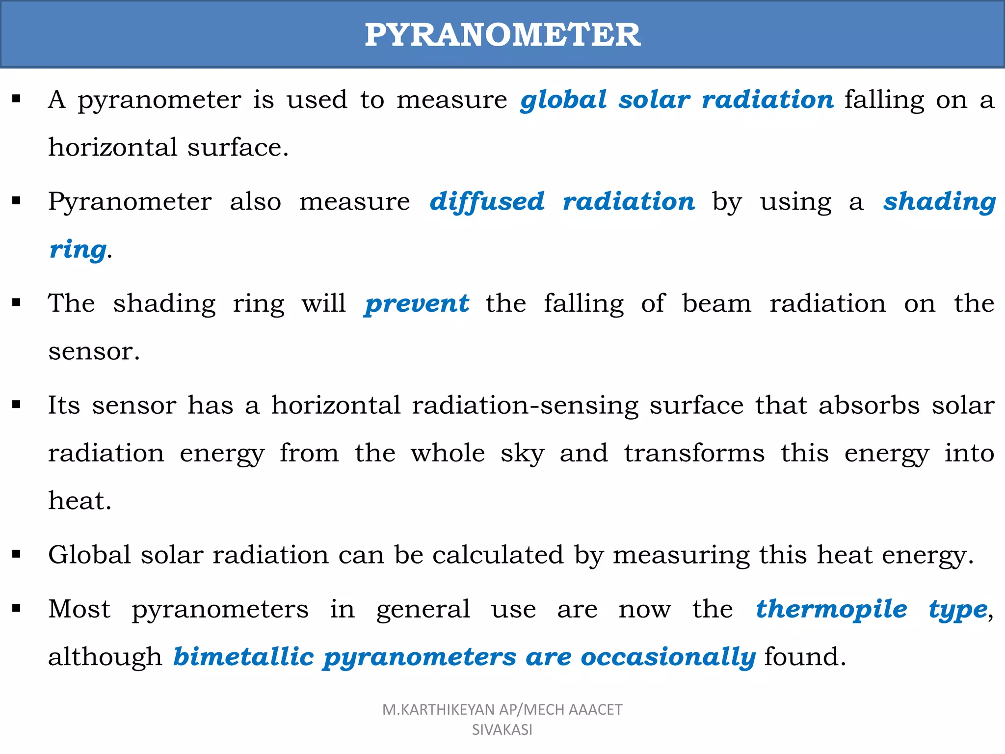 Oro551 res - unit 1 - instruments for measuring solar radiation and sun ...