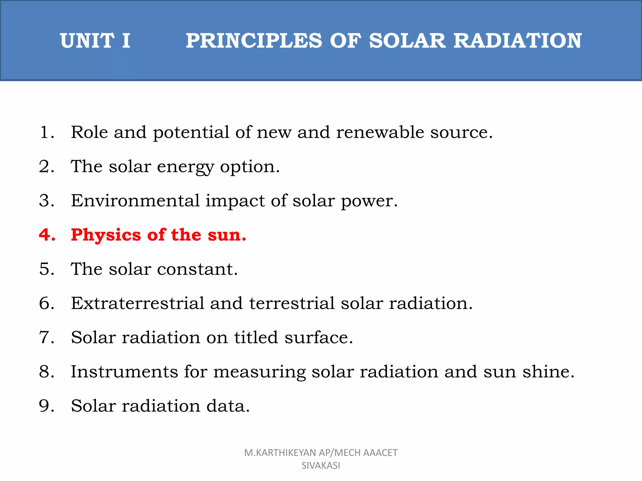 Oro551 res - unit 1 - physics of the sun | PPTX