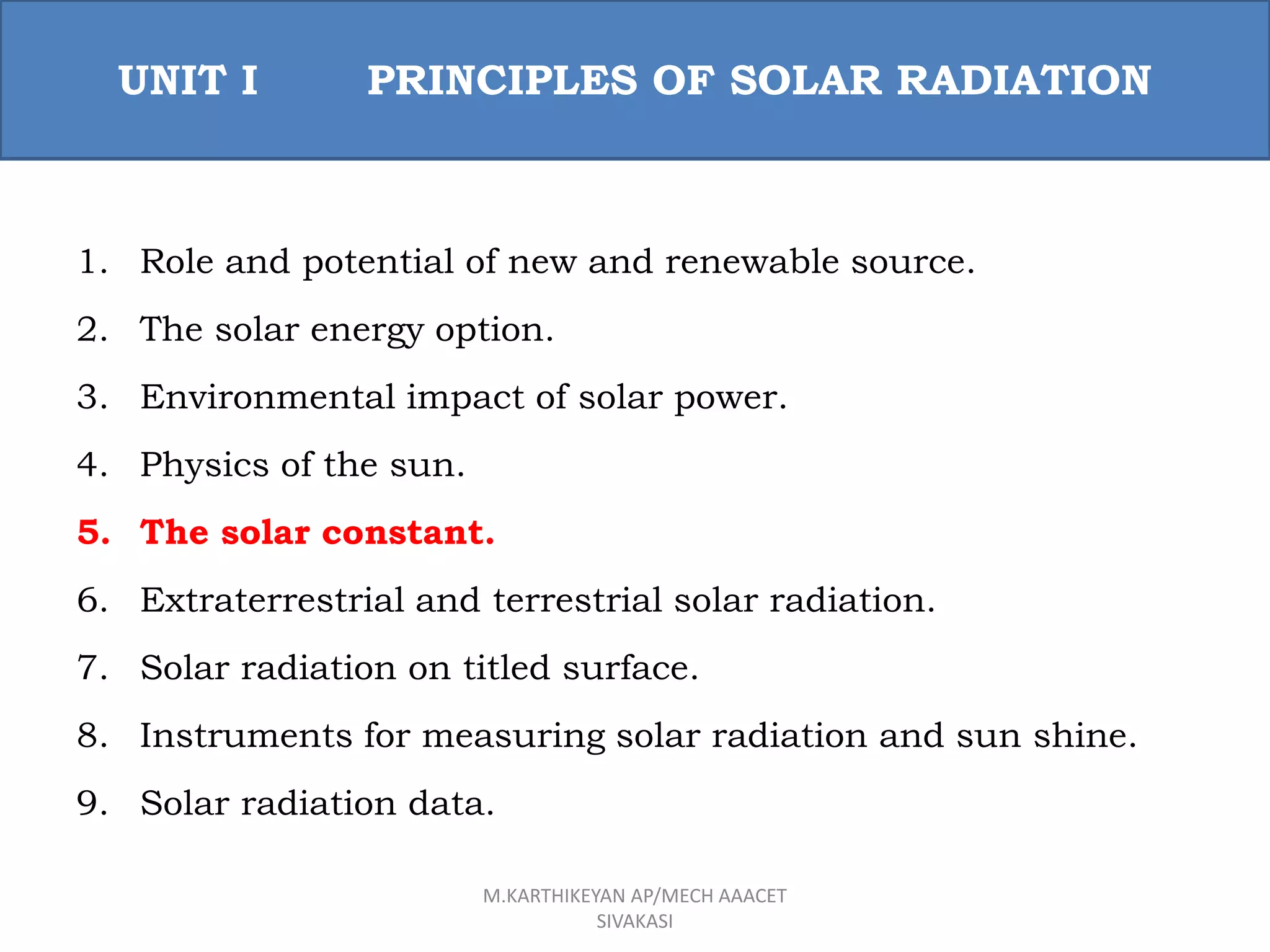 Oro551 res - unit 1 - the solar constant | PPTX