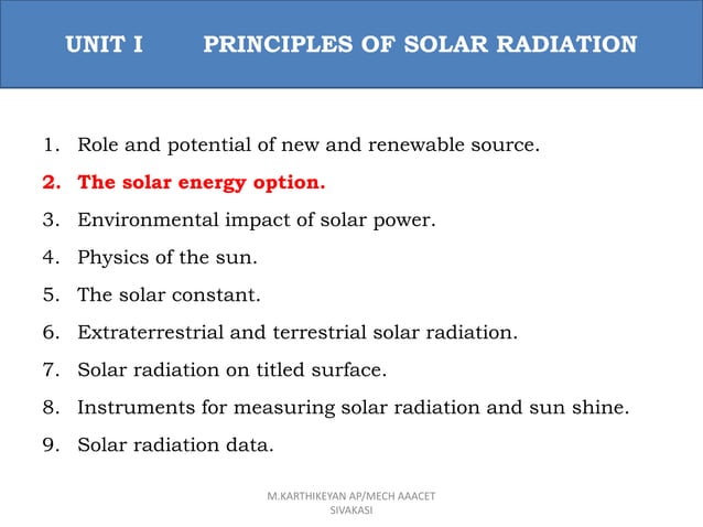 Oro551 res- unit 1 - the solar energy option | PPTX