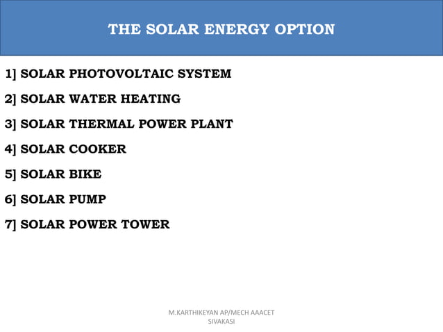 Oro551 res- unit 1 - the solar energy option | PPTX
