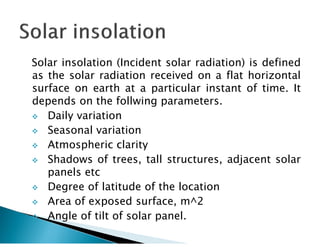 Principles of solar radiation unit 1 | PDF